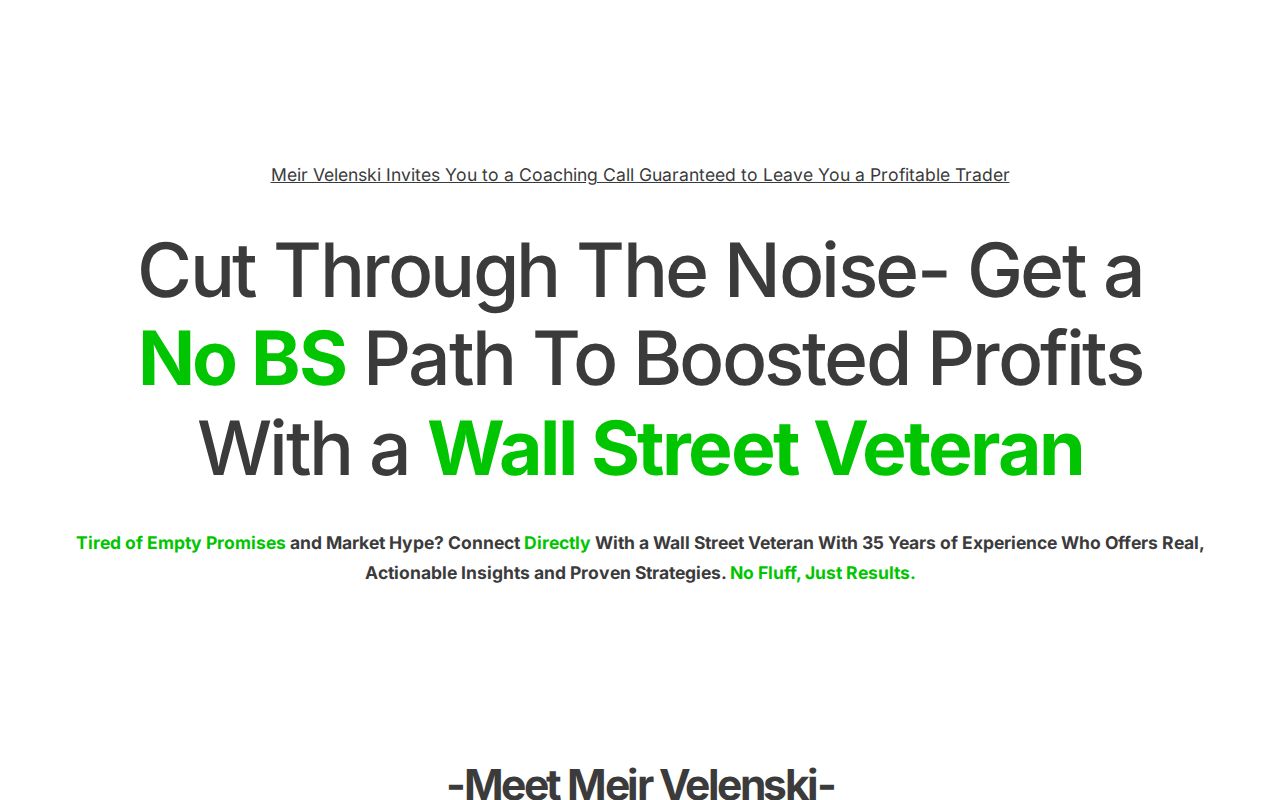 Meir Velenski’s Coaching Call Guaranteed to Leave You a Profitable Trader